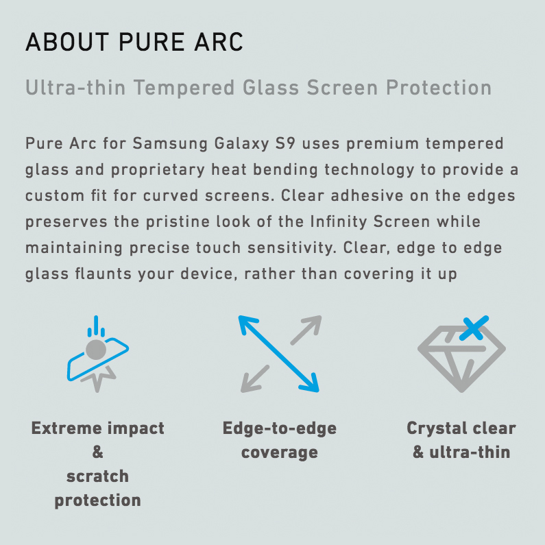 Pure Arc 3D Curved Glass Screen Protector - Samsung Galaxy S9